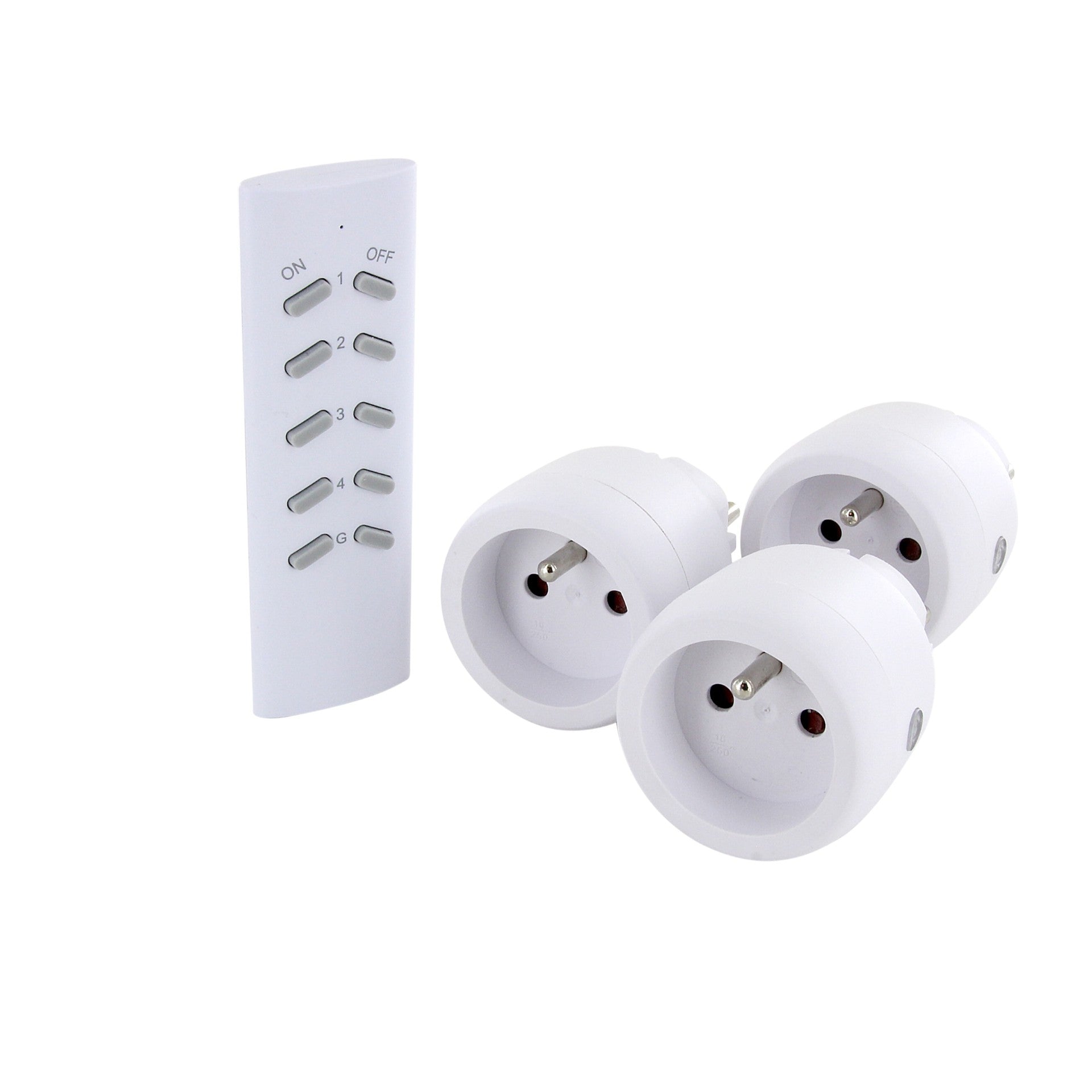 Set of 3 On/Off remote-controlled sockets + remote control