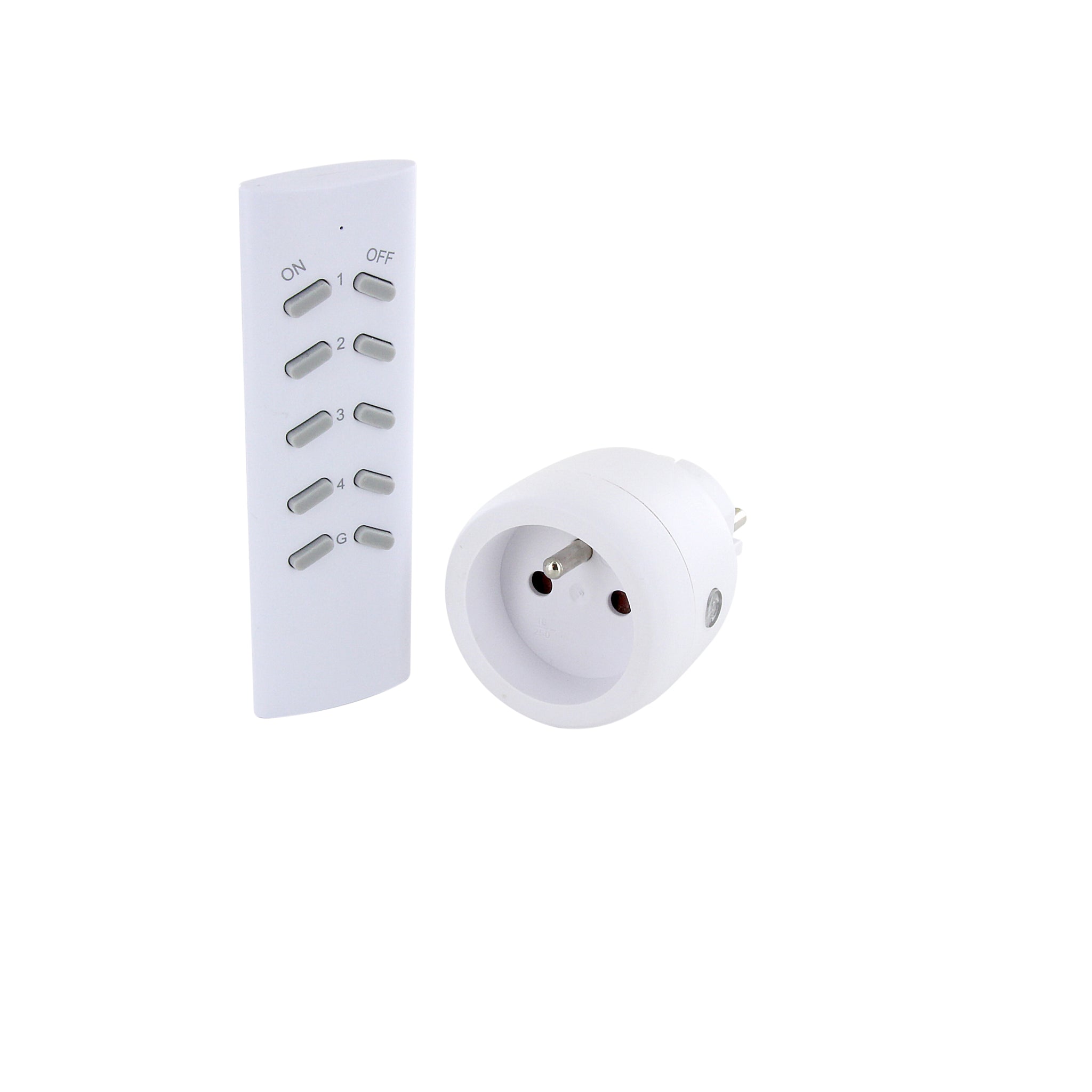 Set of one on/off remote-controlled socket and four-channel remote con