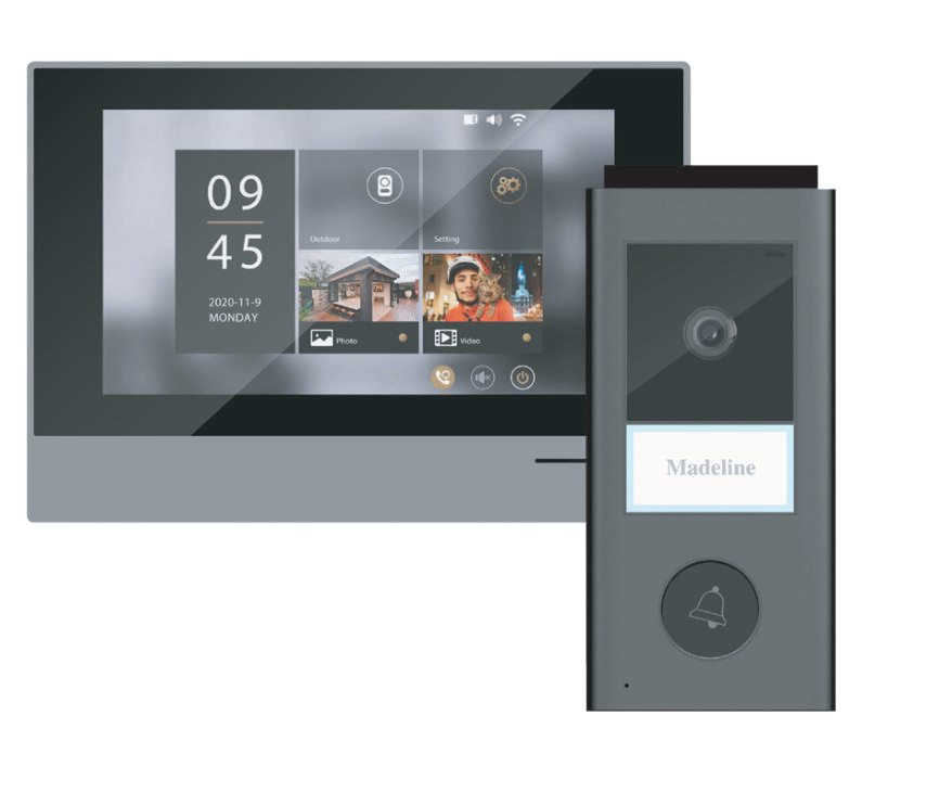 WiFi DiO wired videophone with 7" touchscreen and RFID opening