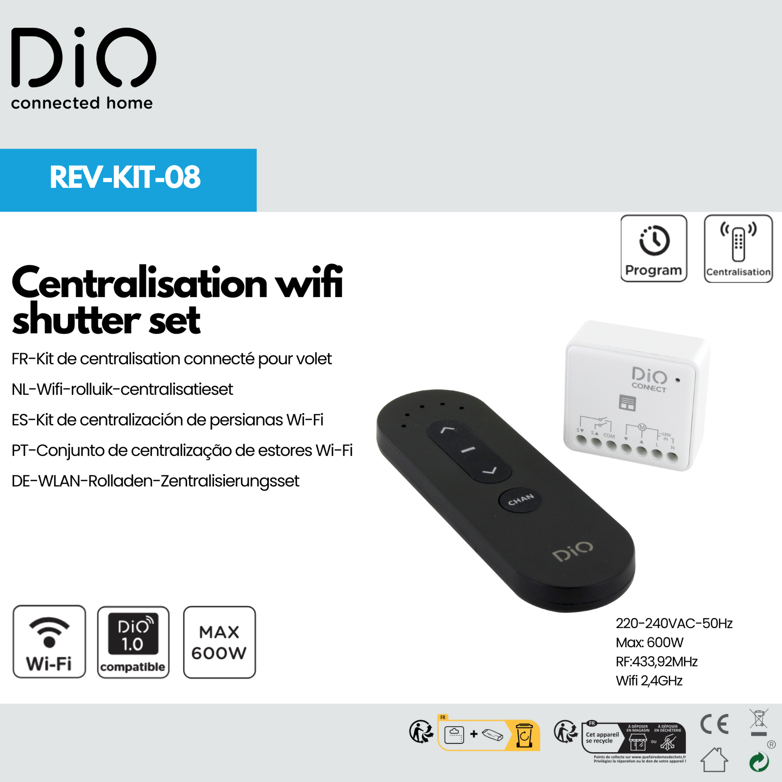 Kit module volets programmables connectés + télécommande DIO Connect